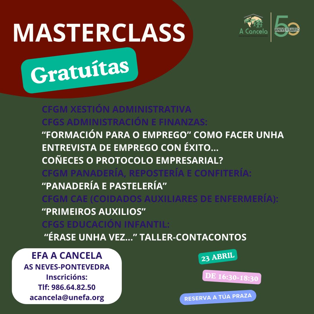 Masterclass gratuíta - EFA A Cancela